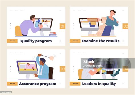 소프트웨어 테스트 디버깅 및 보증 프로그램을 제공하는 랜딩 페이지 템플릿의 격리된 집합 개발에 대한 스톡 벡터 아트 및 기타 이미지 개발 개선 경영자 Istock