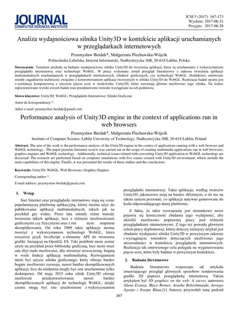 pdf performance analysis of unity3d engine in the context of applications run in web browsers