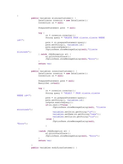 Public Variables Eliminarcustomer Pdf Databases Computer Programming