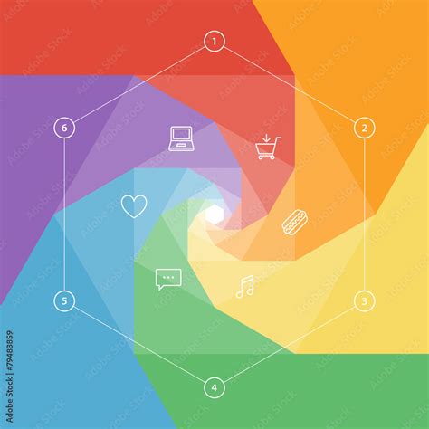 Geometric Vortex Diagram Chart With Text Areas And Icons Stock Vector Adobe Stock