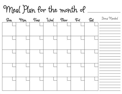 Printable Meal Calendar Printable Calendars At A Glance