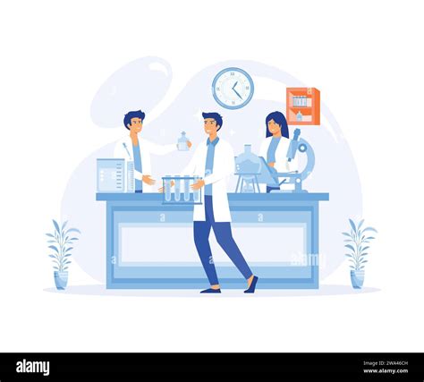 Scientific Research Scientist People Wearing Lab Coats Science Researches And Chemical