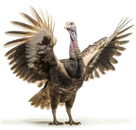 큰 칠면조는 투명한 배경에 격리된 멋진 날개를 펄럭입니다 프리미엄 Psd 파일