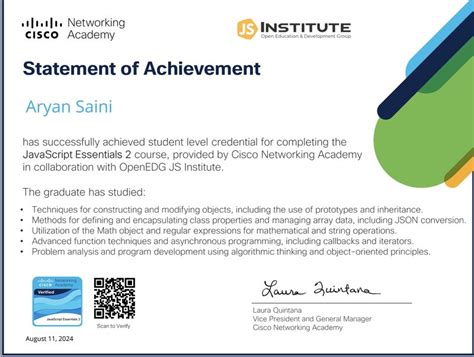 Aryan Saini On Linkedin Javascript Cisco Certification