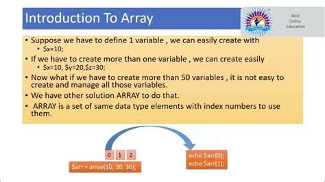 47 Introduction To Arrary In Php Youtube