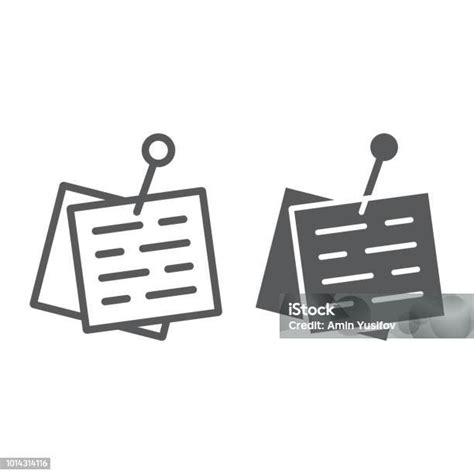 흰색 배경에 Eps 10 종이 선 및 문자 모양 아이콘 사무실과 작업 스티커 메모 기호 벡터 그래픽 선형 패턴을 고정 강철에 대한 스톡 벡터 아트 및 기타 이미지 Istock