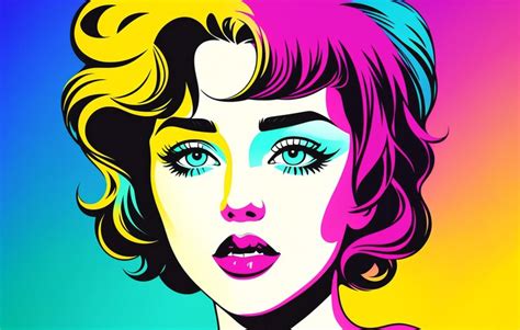 Premium Ai Image Beautiful Young Woman In Pop Art Style Generative Ai