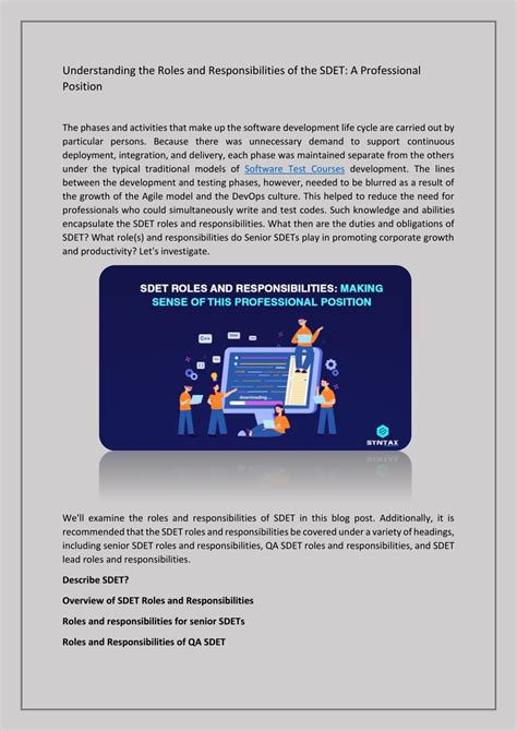 Ppt Understanding The Roles And Responsibilities Of The Sdet Powerpoint Presentation Id11553635