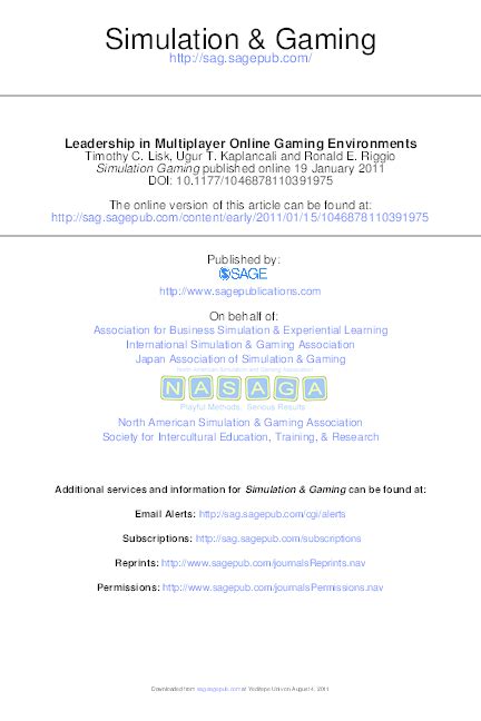 Pdf Leadership In Multiplayer Online Gaming Environments