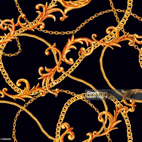 골든 체인 매력적인 바로크 스타일의 완벽 한 패턴 배경입니다 0명에 대한 스톡 벡터 아트 및 기타 이미지 0명 개인 장식품 검은색 Istock