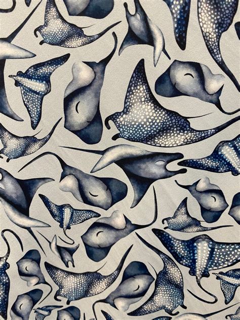 Stingray Pattern On Nylon Spandex Four Way Stretch Fabric Sold By The