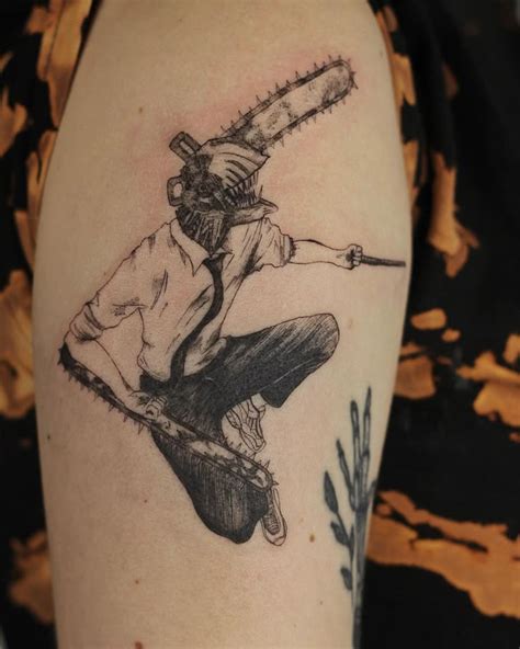 Аниме тату мастер Ира Кои On Instagram “Дэндзи 🔥 Человек Бензопила Оригинальный фрейм из манги