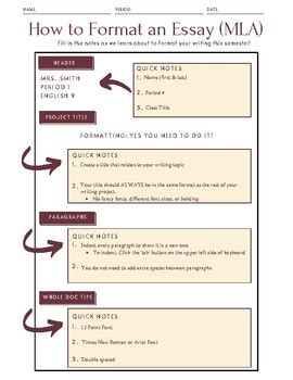 MLA Formatting Quick Notes Answer Key By Hannah Waibel TPT