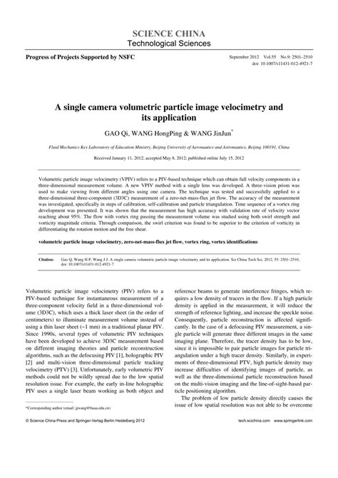 Pdf A Single Camera Volumetric Particle Image Velocimetry And Its