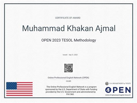 Muhammad Khakan Ajmal On Linkedin Got My E Certificate On Completion Of Open 2023 Tesol