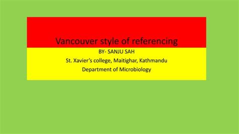 Vancouver Style Of Referencing Pdf