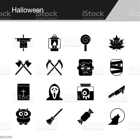 할로윈 아이콘입니다 프레 젠 테이 션 그래픽 디자인 모바일 응용 프로그램 웹 디자인 인포 그래픽 Ui에 대 한 디자인 벡터 일러스트입니다 10월에 대한 스톡 벡터 아트 및