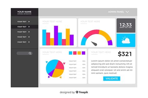 대시 보드 사용자 패널 템플릿 무료 벡터
