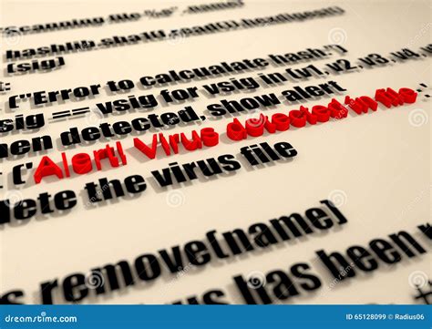 Alert Virus Detection Text In Computer Abstract Script Code Stock Image Image Of Concept