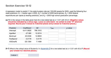 solved section exercise 13 12 a regression model to predict