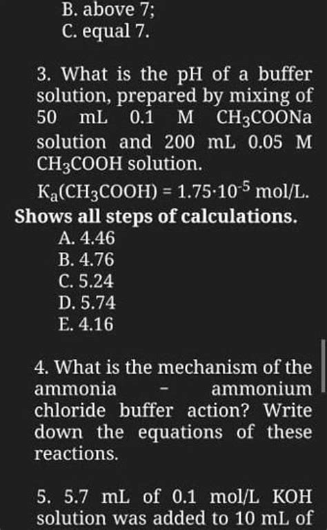 what is the ph of a buffer solution prepared by mixing of 50 ml0 1mch3 c