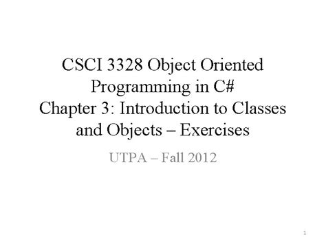 Csci 3328 Object Oriented Programming In C Chapter