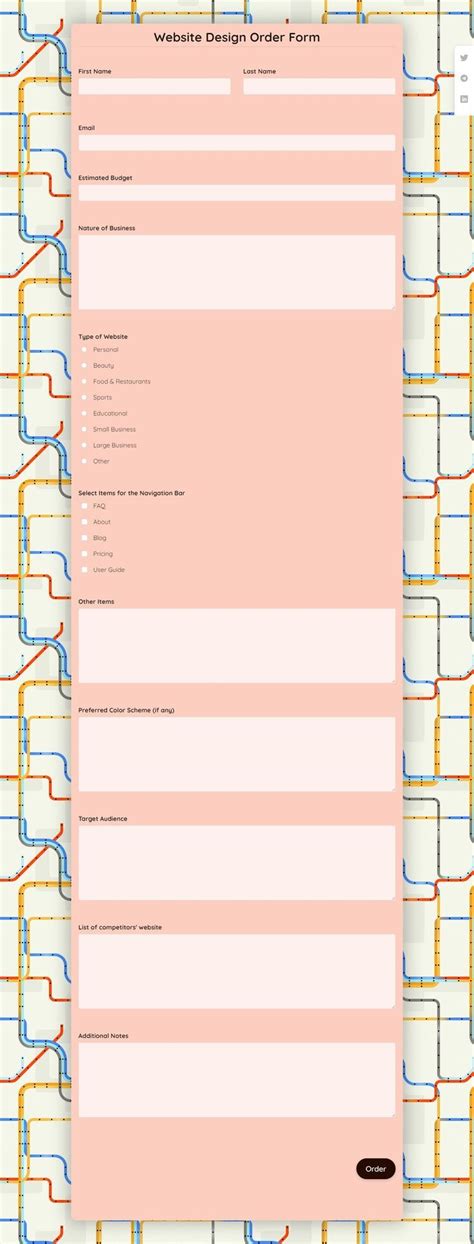 Website Design Order Form Template