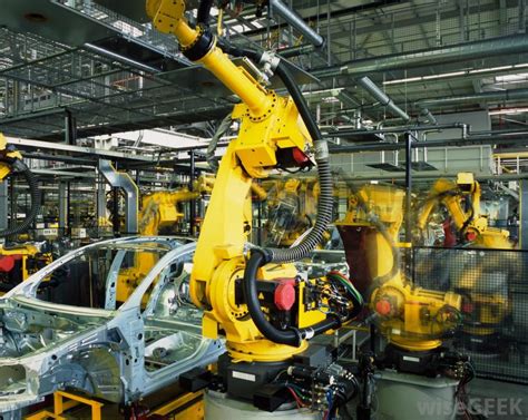Here Is A Computer Aided Manufacture Of Robots Building A Car Robotic Welding Automobile