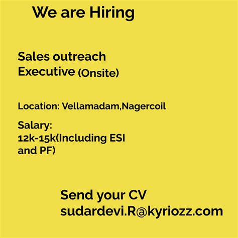 Sudar Devi On Linkedin Hi Hiring Salesoutreachexecutive Location