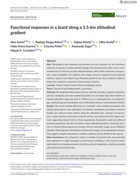Pdf Functional Responses In A Lizard Along A 35‐km Altitudinal Gradient