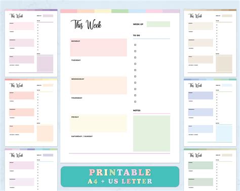 Printable Weekly Planner Pdf Week Planner Weekly Organizer Instant