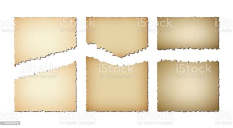 오래 된 종이 찢어진 가장자리를 설정 합니다 그런 지 오래 된 흰색 바탕에 종이 질감 벡터 일러스트 레이 션 가장자리에 대한 스톡 벡터 아트 및 기타 이미지 Istock