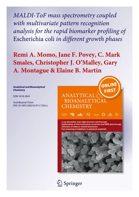 Pdf Maldi Tof Mass Spectrometry Coupled With Multivariate Pattern