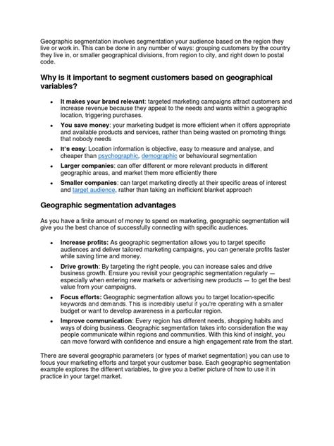 geographic marketing segmentation pdf market segmentation marketing