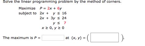 Solved Solve The Linear Programming Problem By The Method Of