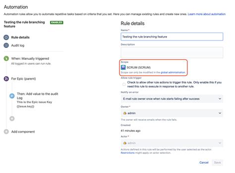 automation for jira the audit log is showing the message no related