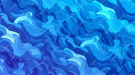 Elegant Water Waves Seamless Vector Pattern With Curve Lines Premium Ai Generated Vector