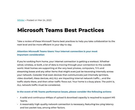 Microsoft Teams Best Practices