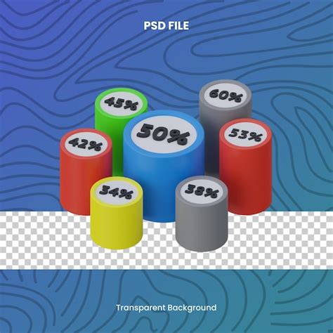 Gráfico De Barras Ilustração De ícone De Renderização 3d Gráfico De