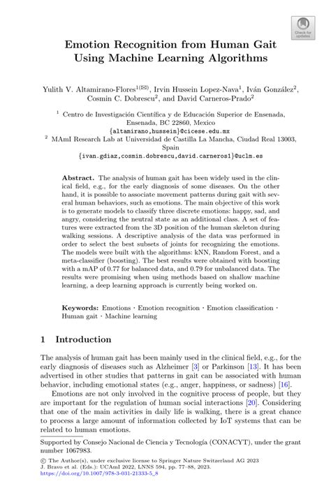 pdf emotion recognition from human gait using machine learning algorithms
