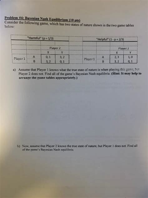Solved Problem Bayesian Nash Equilibrium Pts Chegg