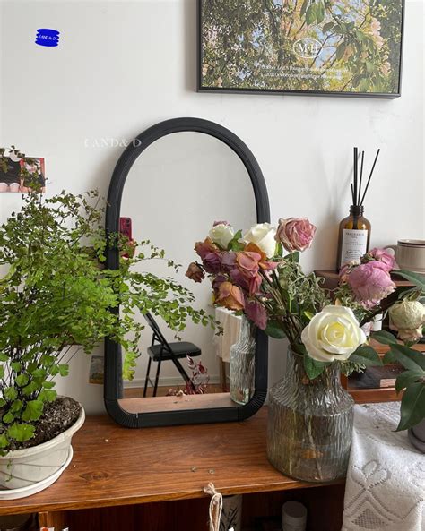 아이앤드오 빈티지 프렌치 블랙 프레임 거울 아치형 미러 인테리어 카페 위시버킷