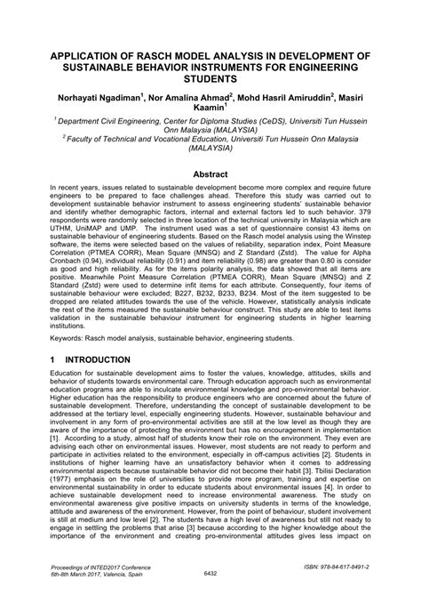 Pdf Application Of Rasch Model Analysis In Development Of Sustainable Behavior Instruments For