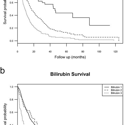 Albumin And Bilirubin Survival A Top Kaplan Meier Survival Curves Of Download Scientific