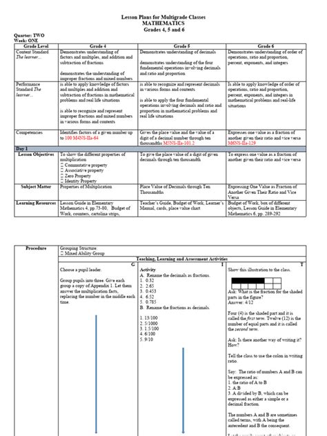 Demo Lesson In Math Pdf Numbers Ratio