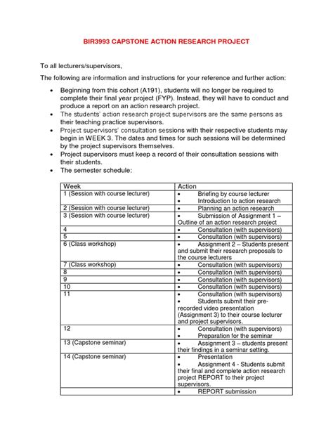 Bir3993 Capstone Action Research Project Instructions Pdf Apa Style Citation