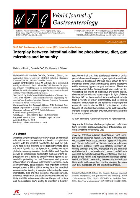 Pdf Interplay Between Intestinal Alkaline Phosphatase Diet Gut Microbes And Immunity