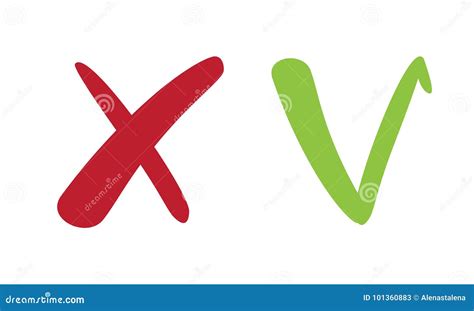 Tick And Wrong Icons Approve Close Black Icons Cartoon Vector
