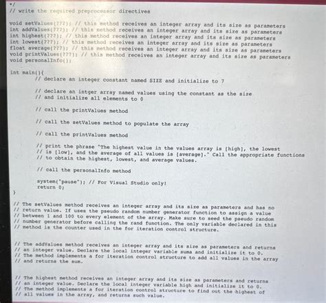 Solved Roid Setvalues 2p 1 This Method Receives An