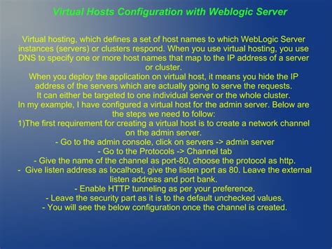 Virtual Hosts Configuration With Weblogic Server Odp